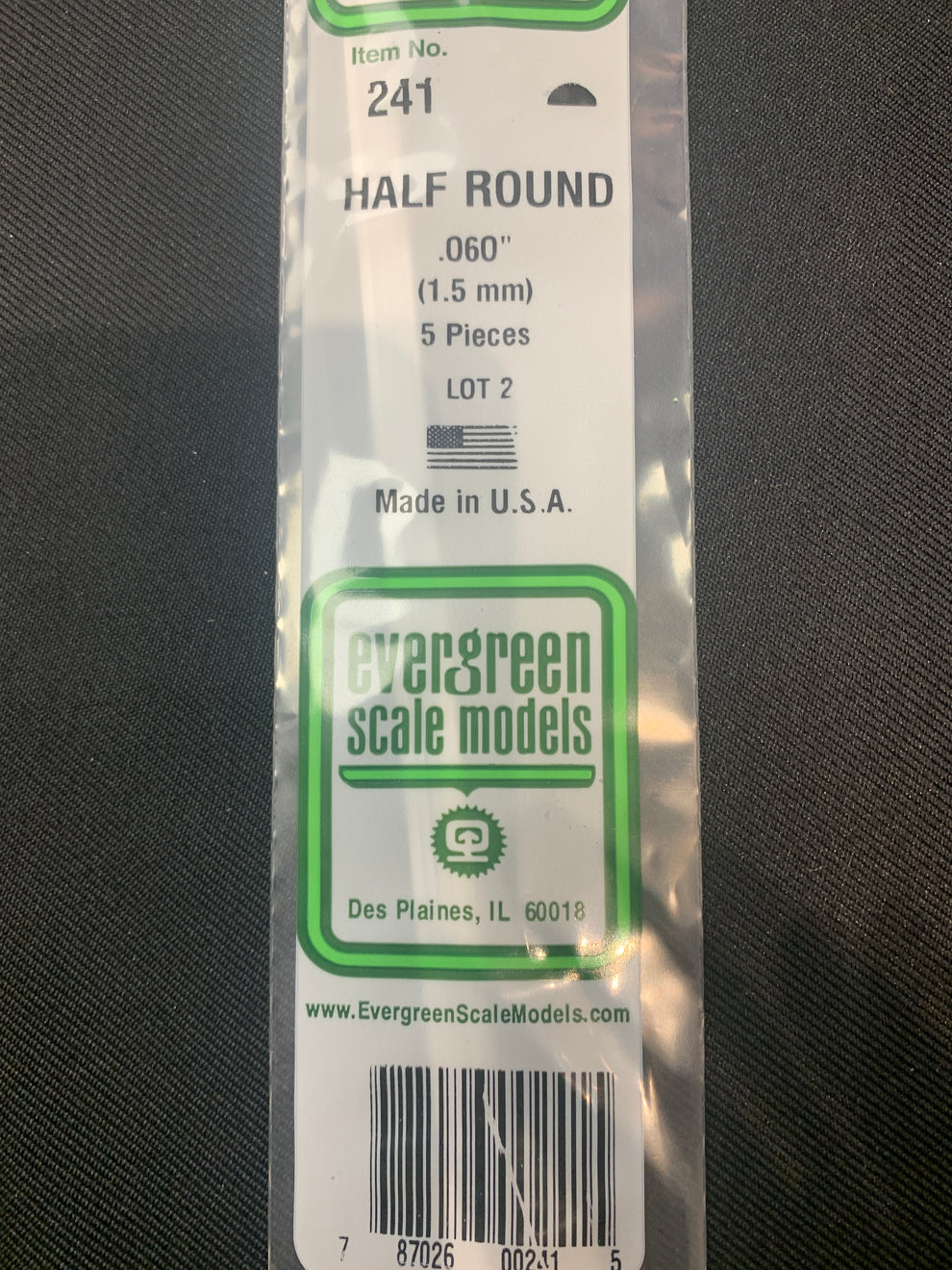 Evergreen Polystyrene #241 half round .060 diam 1.5 mm – STSDecals