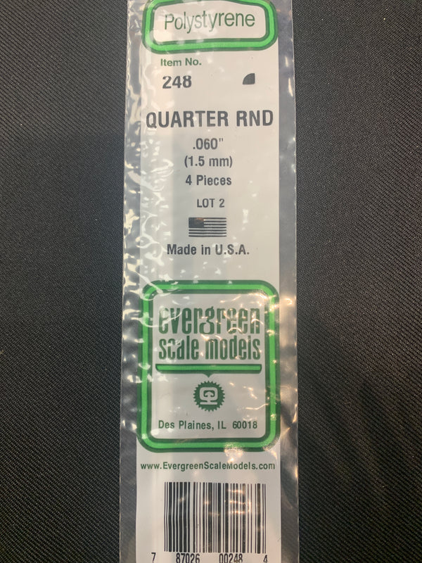 Evergreen Polystyrene #248 quarter round 060 1.5mm – STSDecals