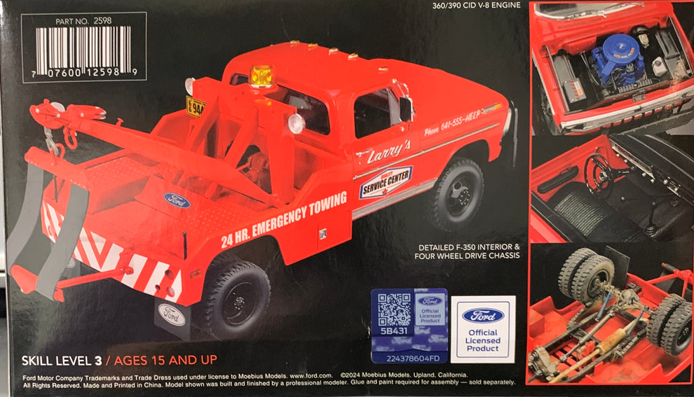 Moebius 1972 Ford F-350 4x4 Tow Truck High Side version model kit ...