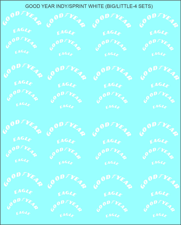 Goodyear Indy Sprint White tire water slide decals – STSDecals