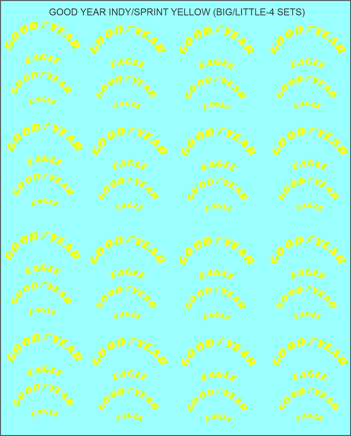 Goodyear Indy Sprint Yellow tire water slide decals – STSDecals