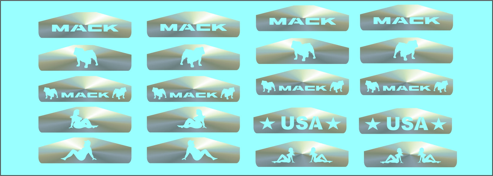 Mack mud flaps weights Chrome Water Slide Decals – STSDecals