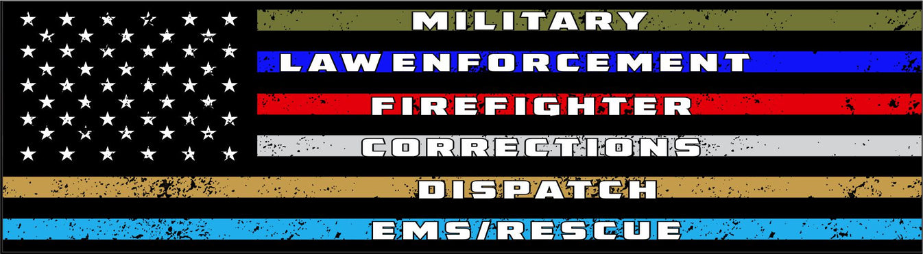 Service personnel thin blue line window mural water slide decal – STSDecals